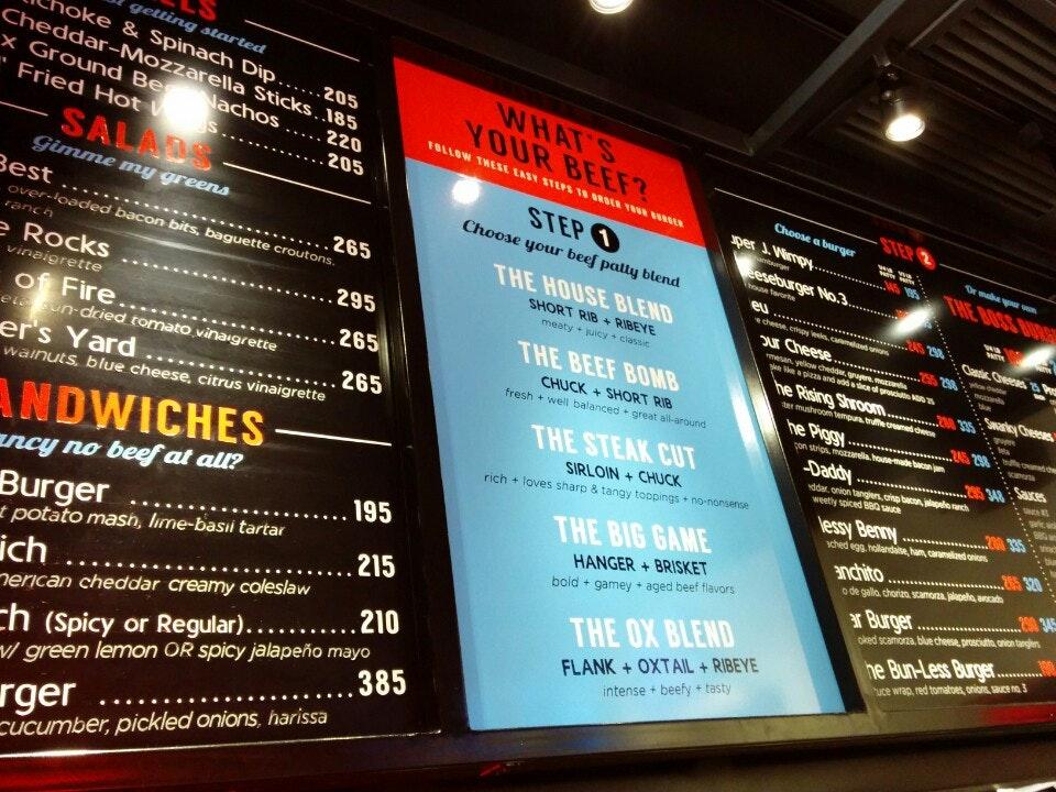 Menu at 8 Cuts Burger Blends restaurant, Makati, Level P1