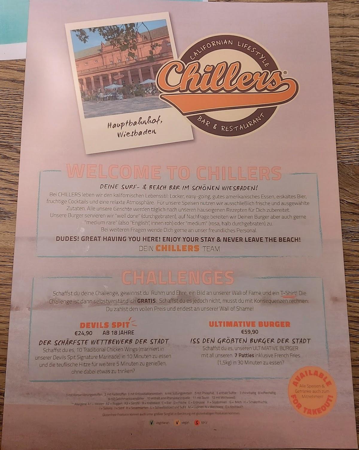 Speisekarte von CHILLERS American Diner & Bar Wiesbaden, Wiesbaden