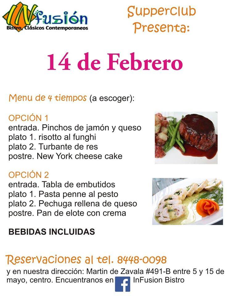 Menu at InFusión Bistro restaurant, Monterrey
