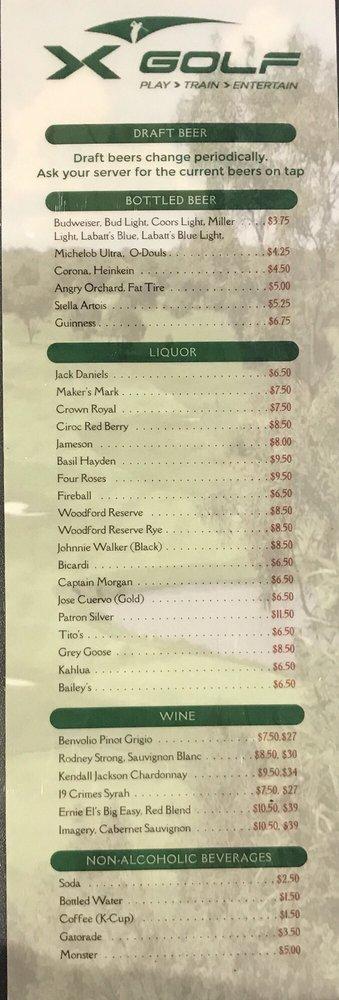 Menu at X-Golf Rochester Hills pub & bar, Rochester