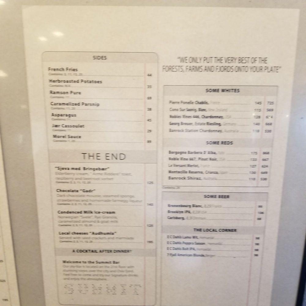 Menu at 26 North Restaurant & Social Club Oslo, Oslo