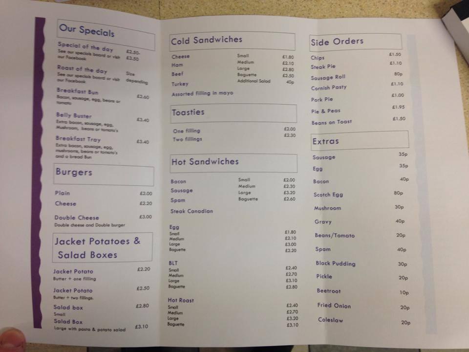 Menu at Betta Butties restaurant, Selby