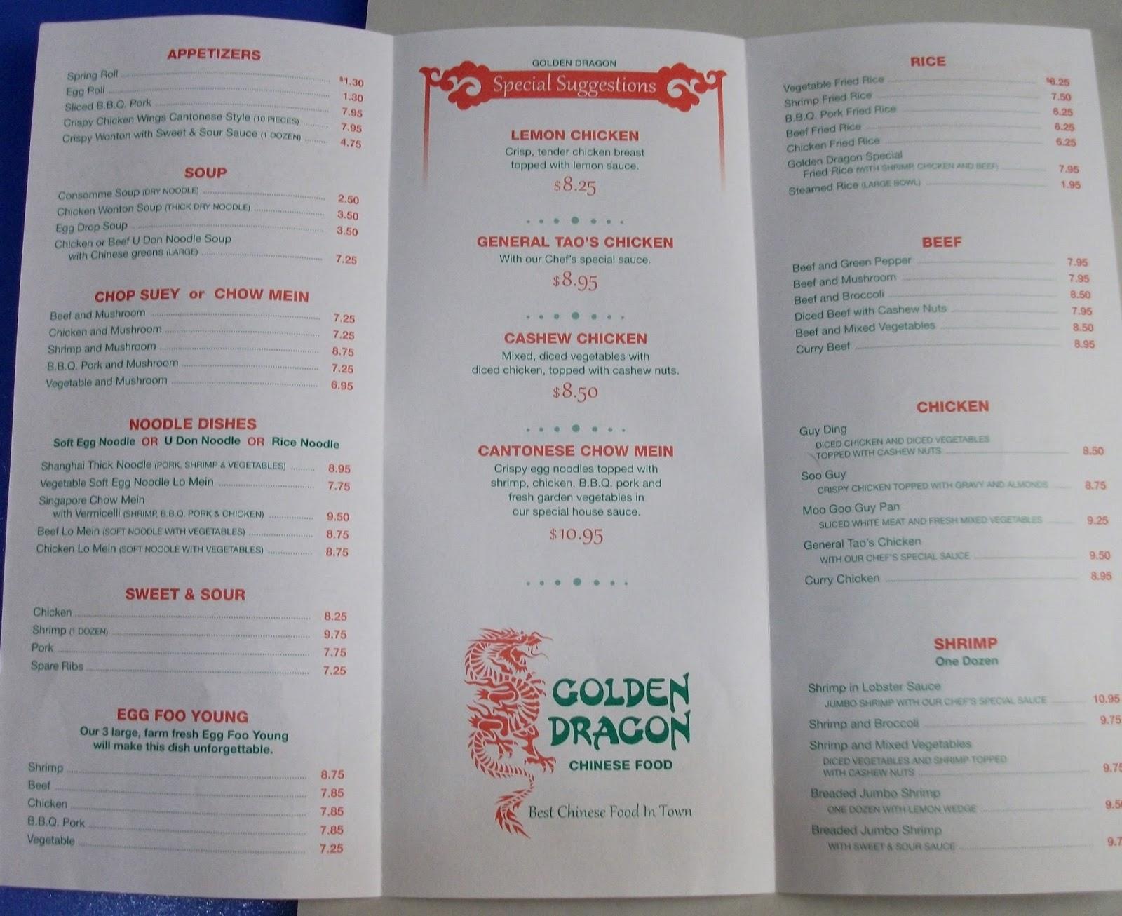 Menu at Golden Dragon restaurant, Saint Thomas