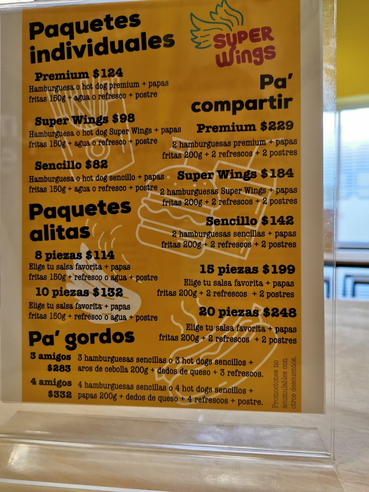 Menu at Super Wings restaurant, Toluca
