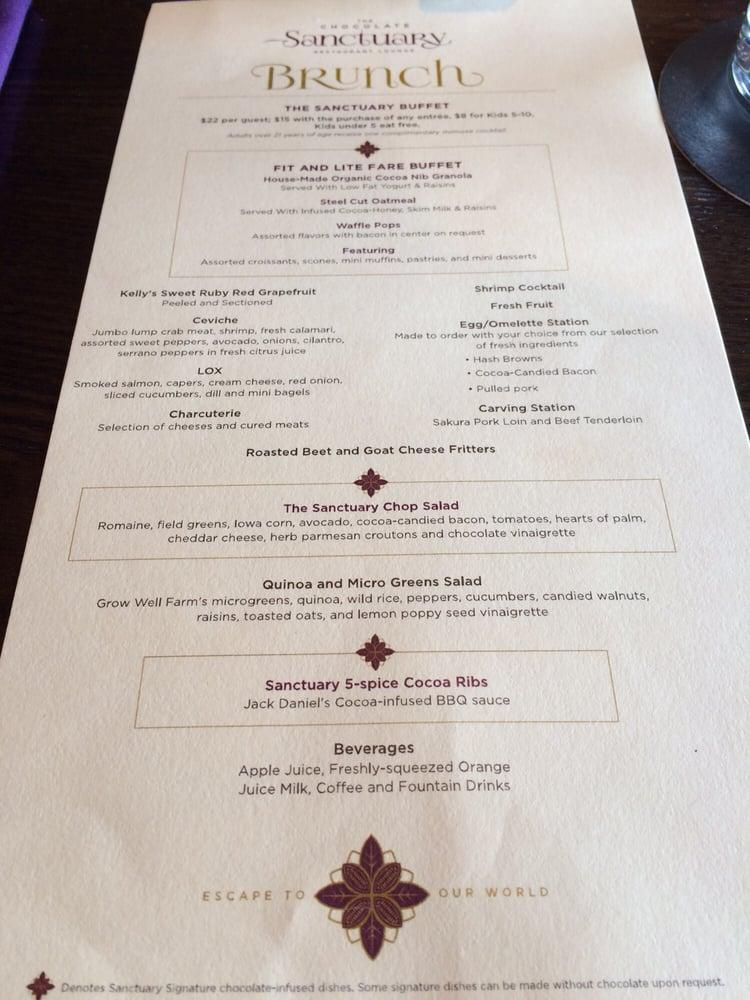 Menu at The Chocolate Sanctuary restaurant, Gurnee