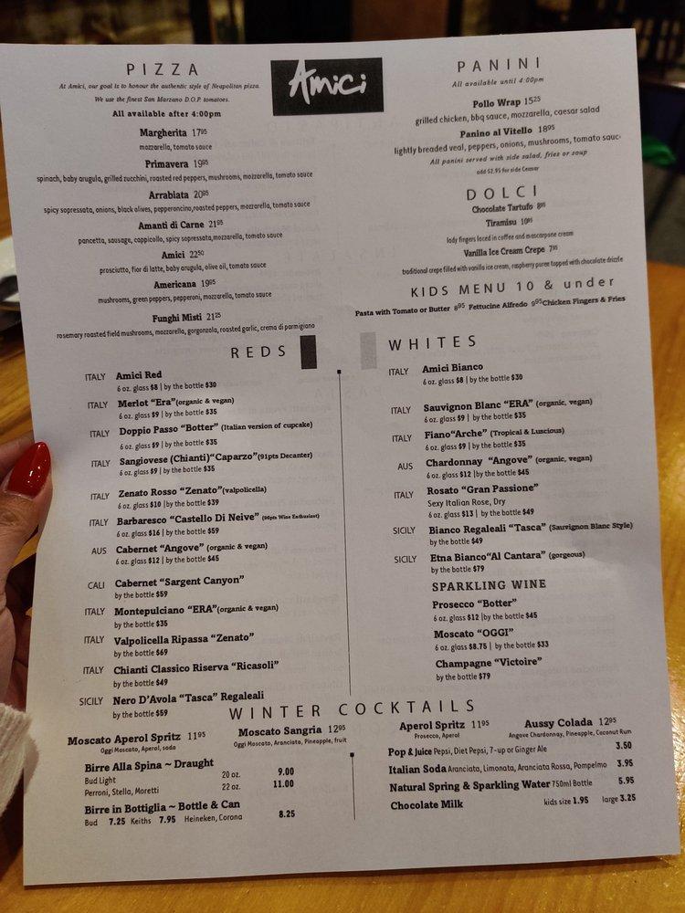 Menu at Amici restaurant, Pickering, Pickering Pkwy