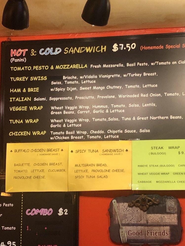 Menu at Bliss Cafe, Washington