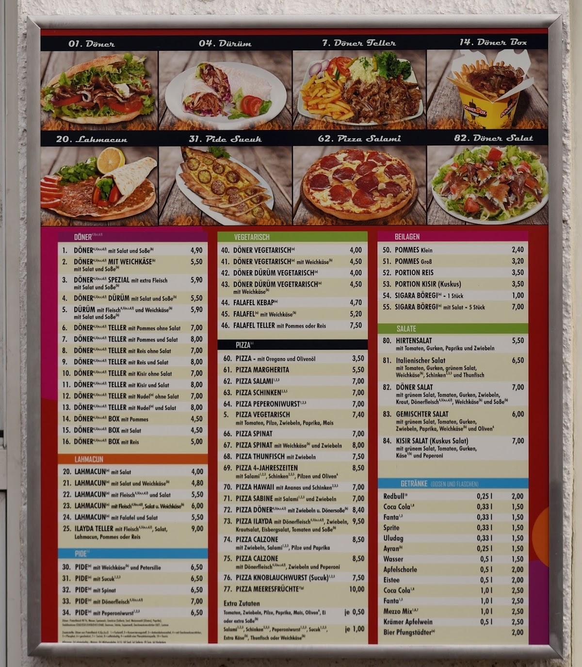 Speisekarte von Kebabhaus Ilayda restaurant, Mainz
