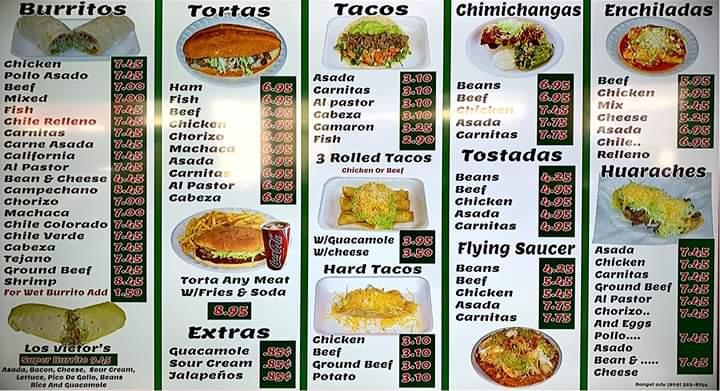 Menu at Los Victor's Mexican Food California Style #5 restaurant, Deming