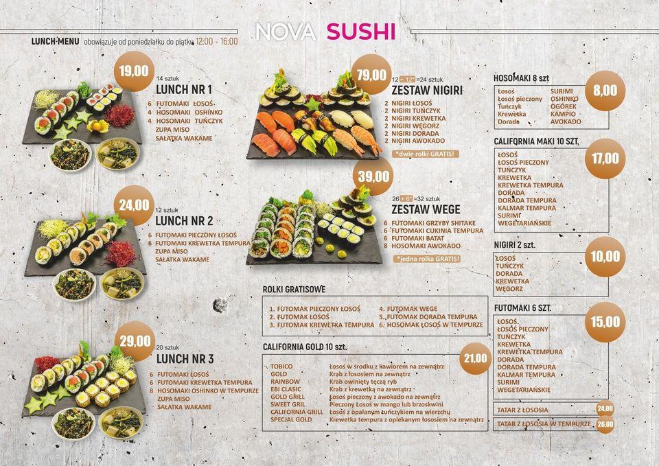 Menu at NOVA SUSHI restaurant, Pabianice
