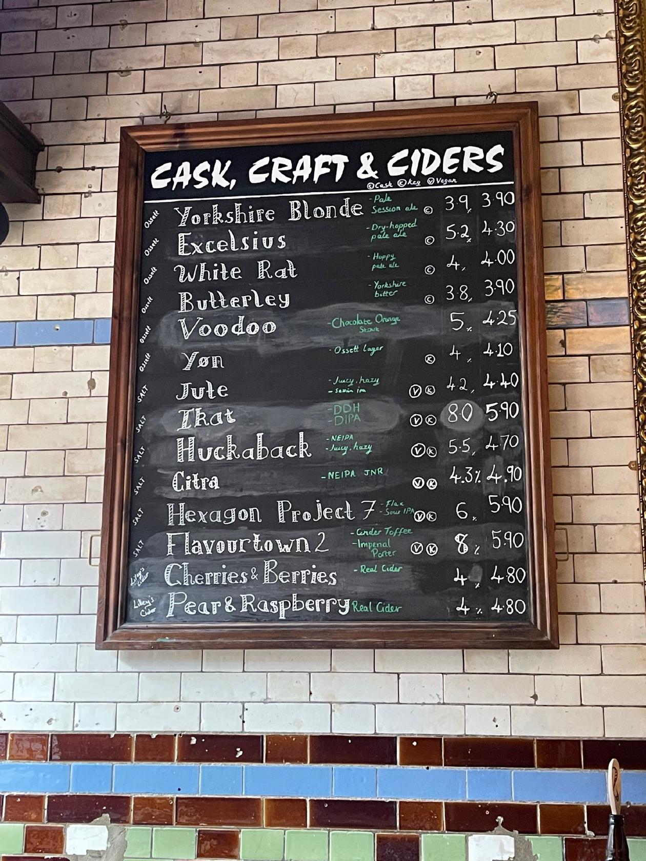 Menu at The Hop York pub & bar, York