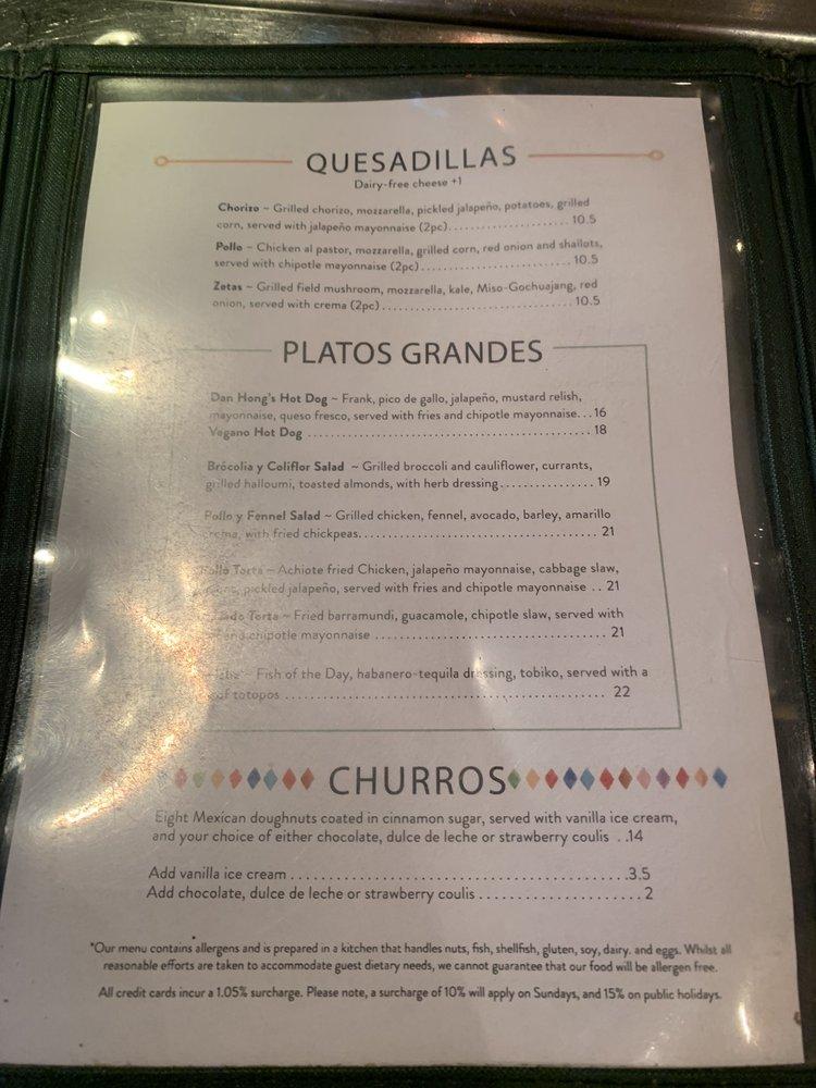 Menu at El Loco at Excelsior pub & bar, Surry Hills, 64 Foveaux St