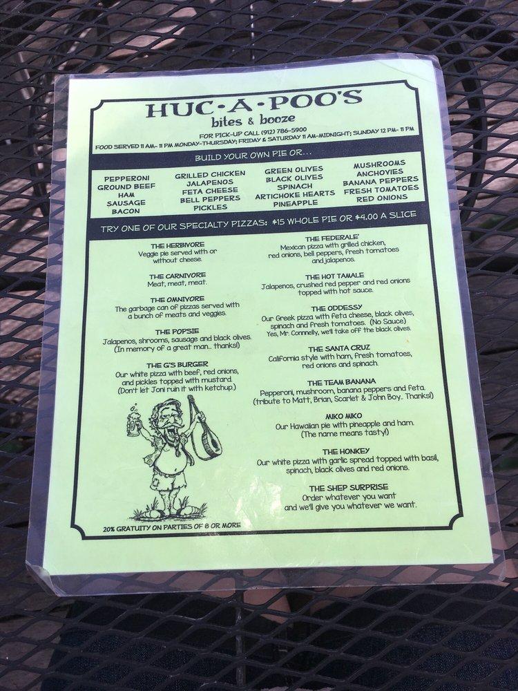 Menu at Huc-A-Poos Bites and Booze pub & bar, Tybee Island