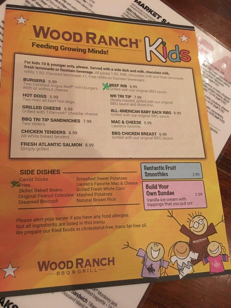 Menu at Wood Ranch pub & bar, Moorpark