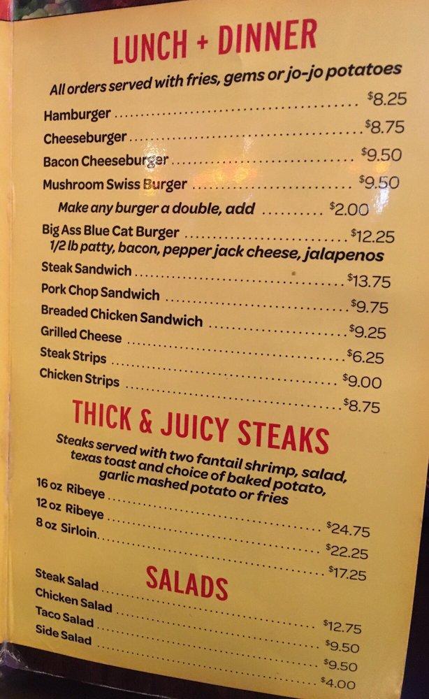 Menu at Blue Cat Bar & Grill, Huntley