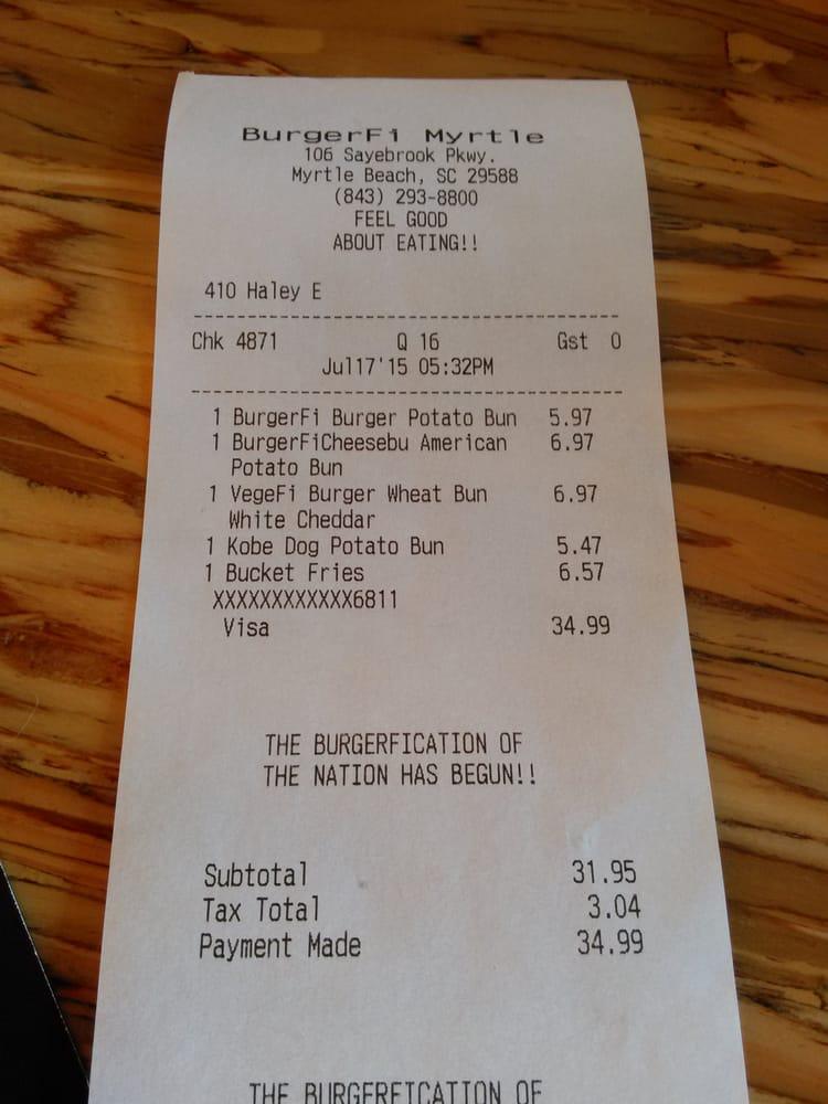 Menu at BurgerFi restaurant, Myrtle Beach, 106 Sayebrook Pkwy
