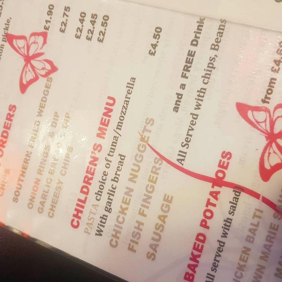 Menu at Chantilly Beatles Cafe, Liverpool