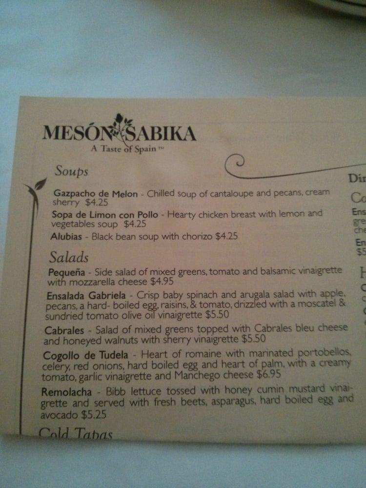 Menu at Mesón Sabika pub & bar, Naperville