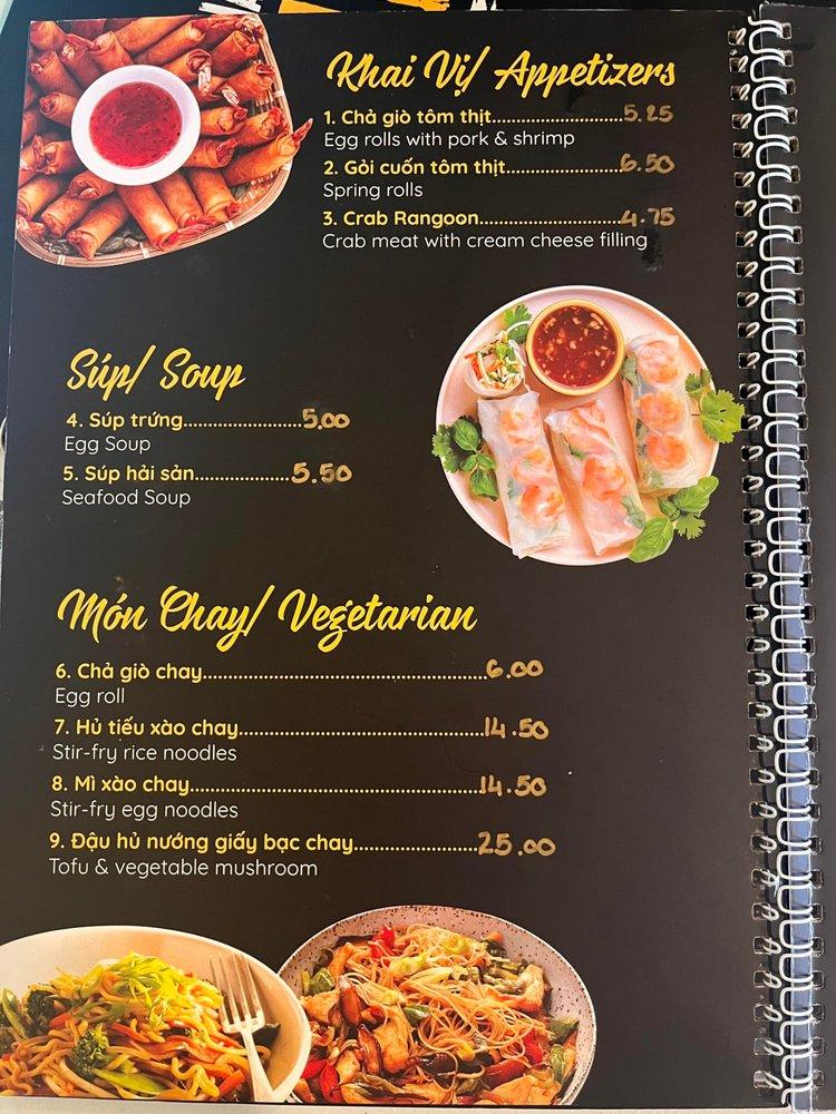 Menu at Pho Xin Chao restaurant, Grand Rapids