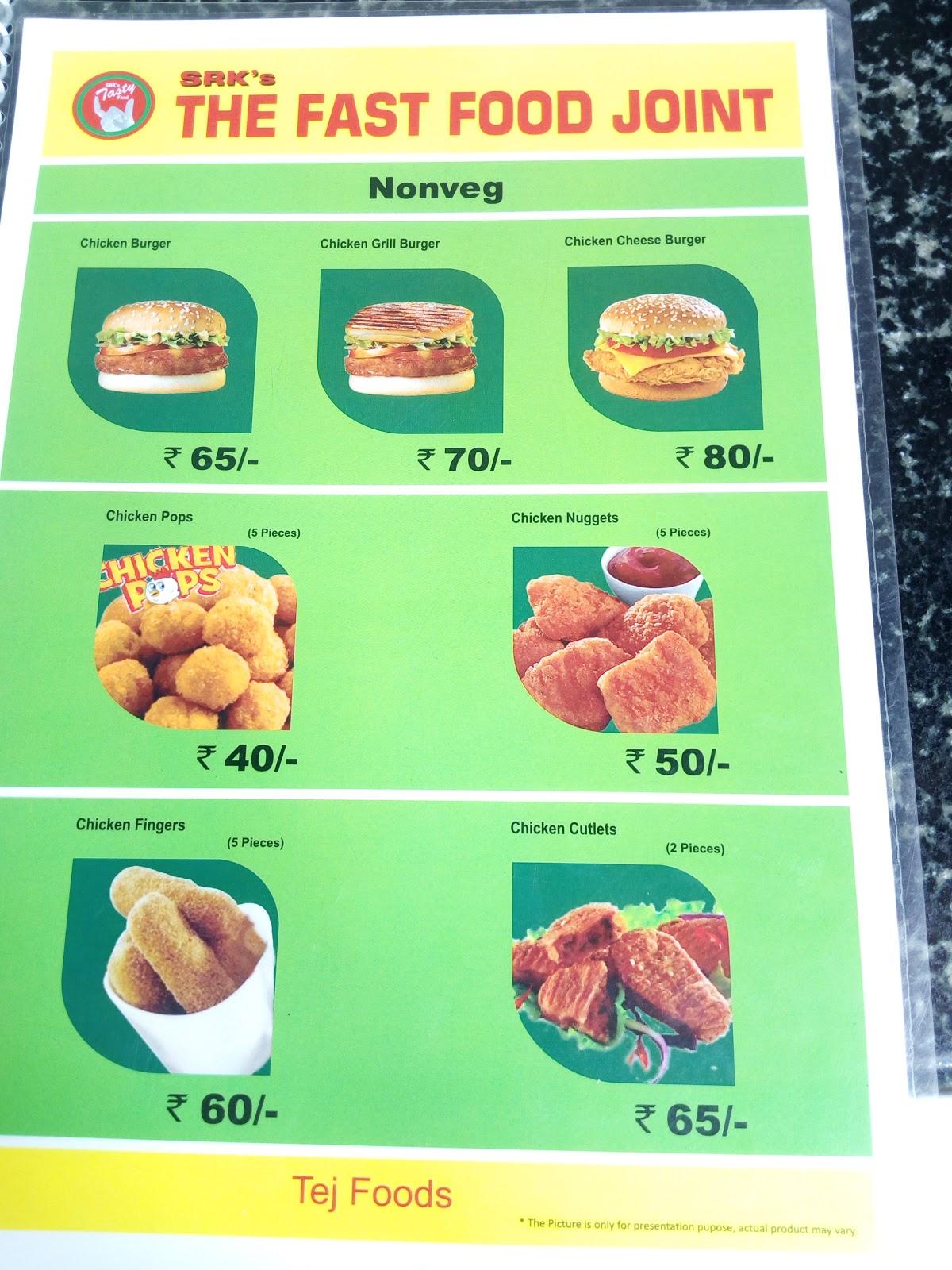 Menu at SRK's The Food Joint, Pune