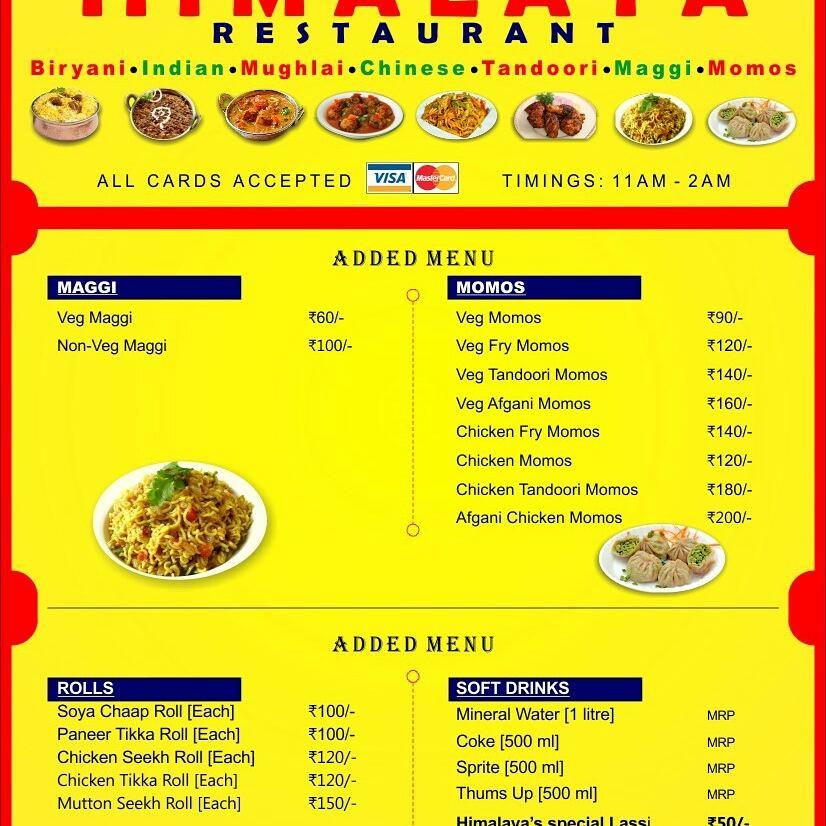 Menu at The Himalaya Veg & Non Veg, Noida, shop no 1