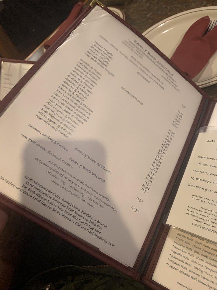 Menu at Hibachi Japanese Steak House restaurant, Dover