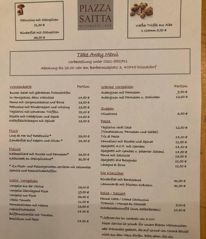 Speisekarte von Saitta restaurant, Düsseldorf, Barbarossa Platz 2