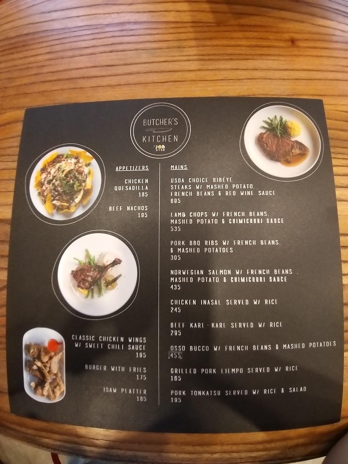 Menu at Butcher's Kitchen restaurant, Quezon City