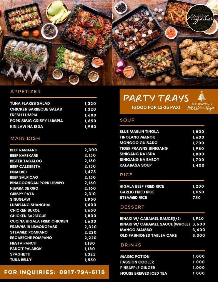 Menu at Cucina Higala restaurant, Cagayan de Oro