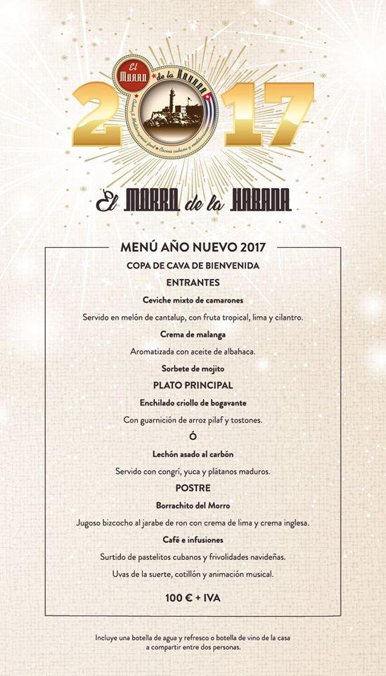 Menu at El Morro de La Habana restaurant, El Paraíso