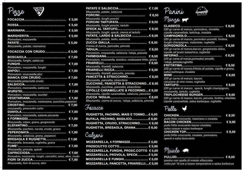 Menu da L'Arte della Pizza - Cinecittà Est pizzeria, Roma, Viale Antonio Ciamarra