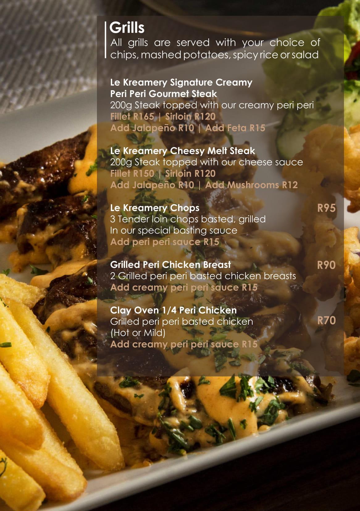 Menu at Le Kreamery restaurant, Centurion, Eldo Square Shopping Centre