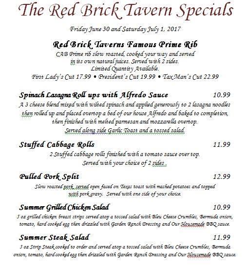 Menu at Red Brick Tavern pub & bar, London, Cumberland St