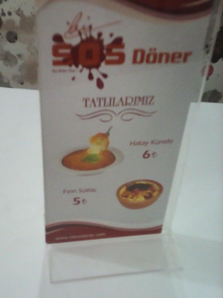 Menu at Sos Döner, Istanbul, Mehmet Akif Cd. no 9