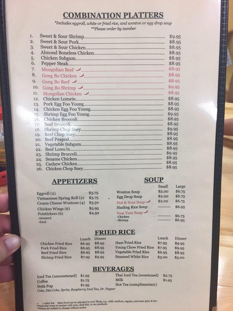 Menu at Bamboo Kitchen LLC restaurant, Pine City, 610 8th Ave SW