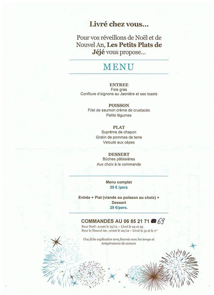 Menu at Les petits plats de jéjé, France