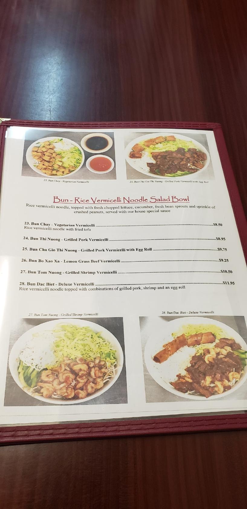 Menu at Pho Ly Asian Cuisine, Inc restaurant, Evergreen