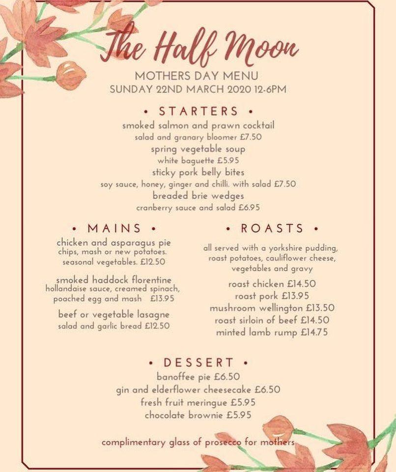 Menu at The Half Moon pub & bar, Horley