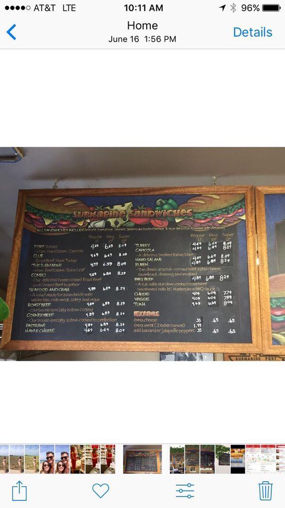 Menu at The Submarine Port fast food, Midlothian, Pulaski Rd
