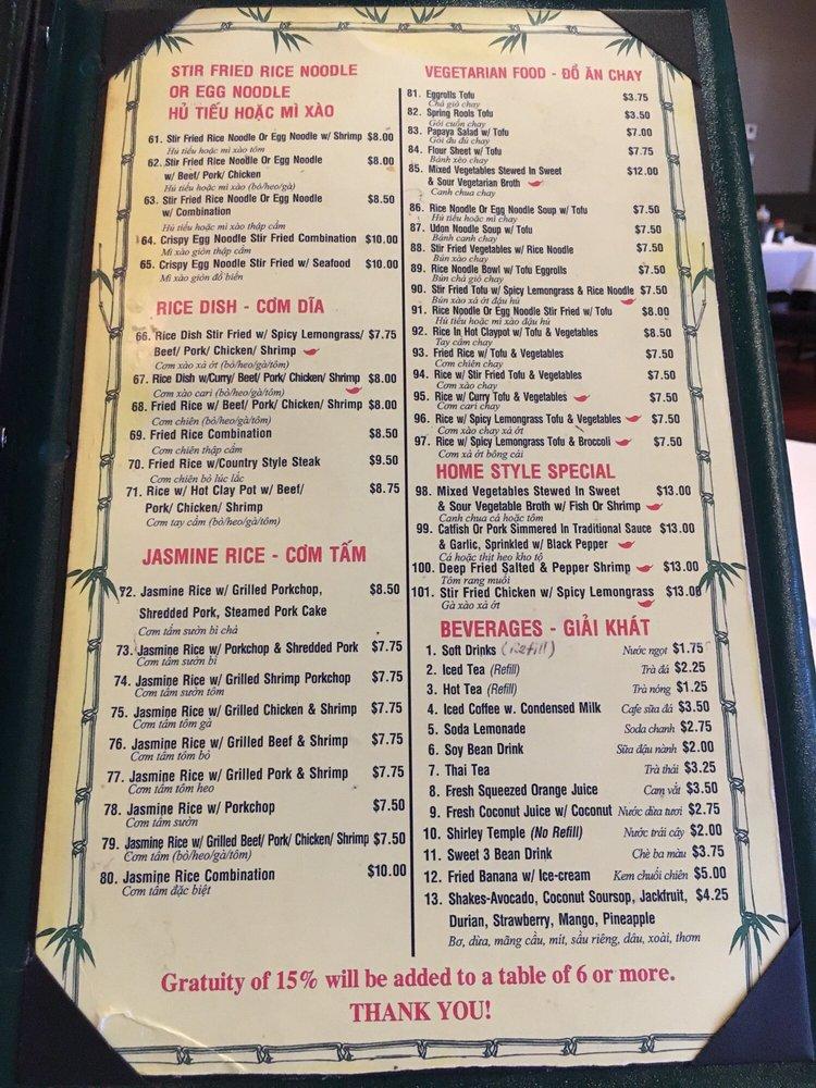 Menu at Viet Taste restaurant, Albuquerque, Menaul Blvd NE