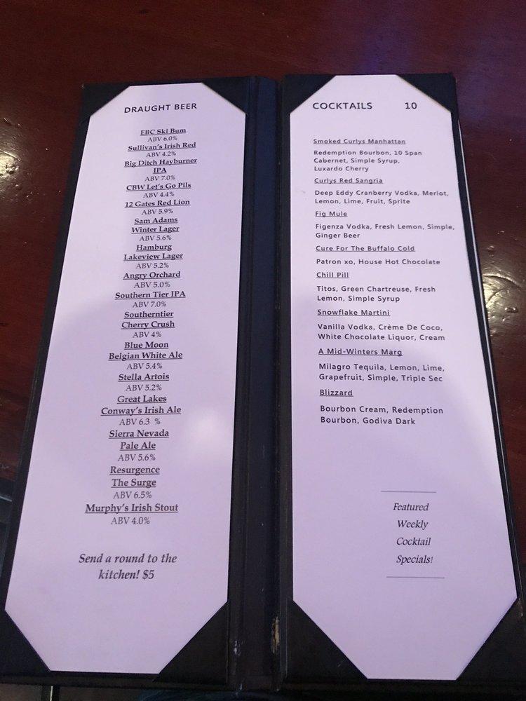 Menu at Curly's Grille restaurant, Lackawanna