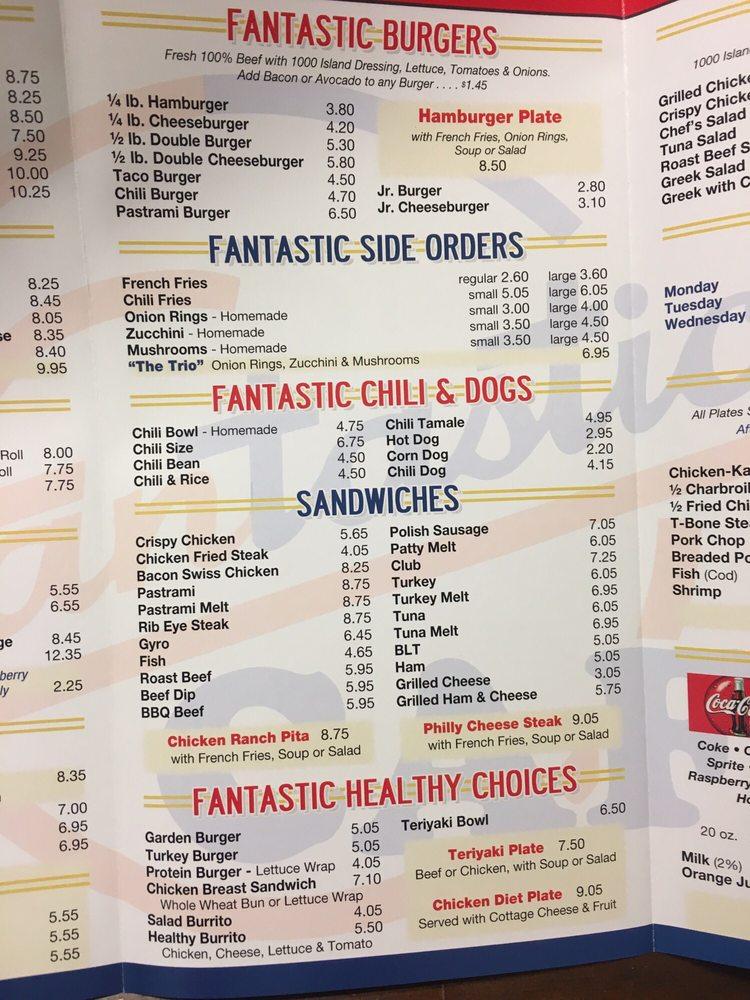 Menu at Fantastic Cafe., Long Beach, N Studebaker Rd