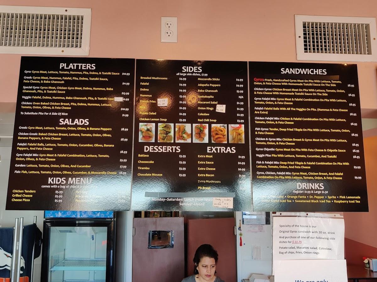 Menu at Greek Gyro Cafe, Denver