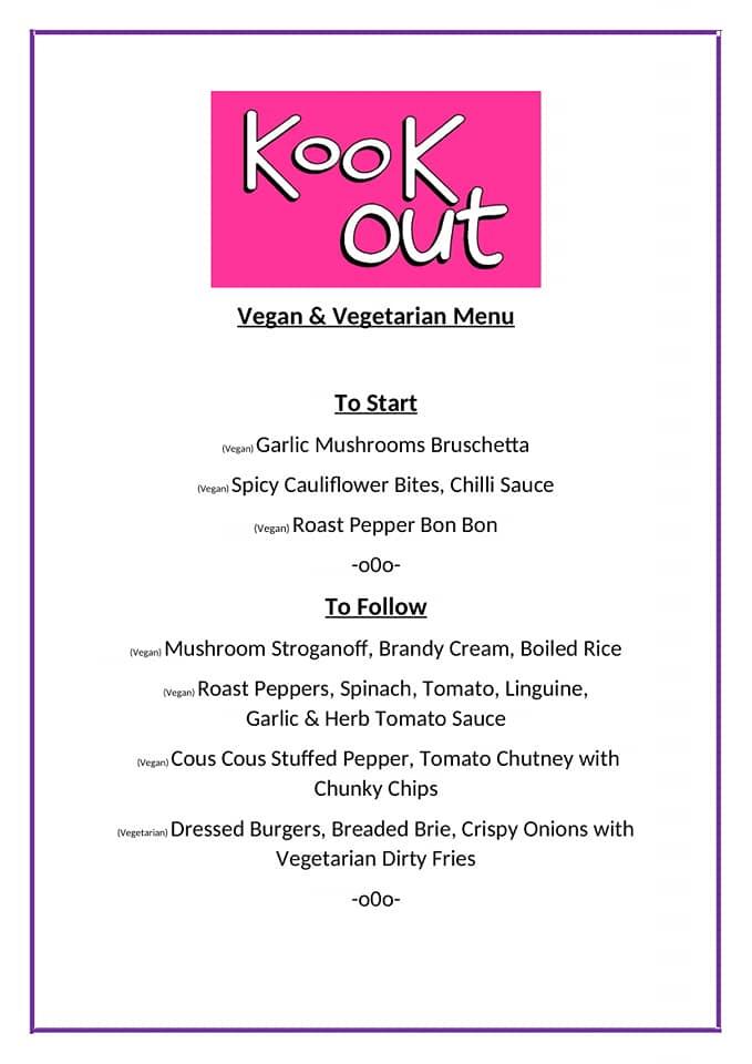 Menu at Kook Bangor restaurant, Bangor, 41 Main St
