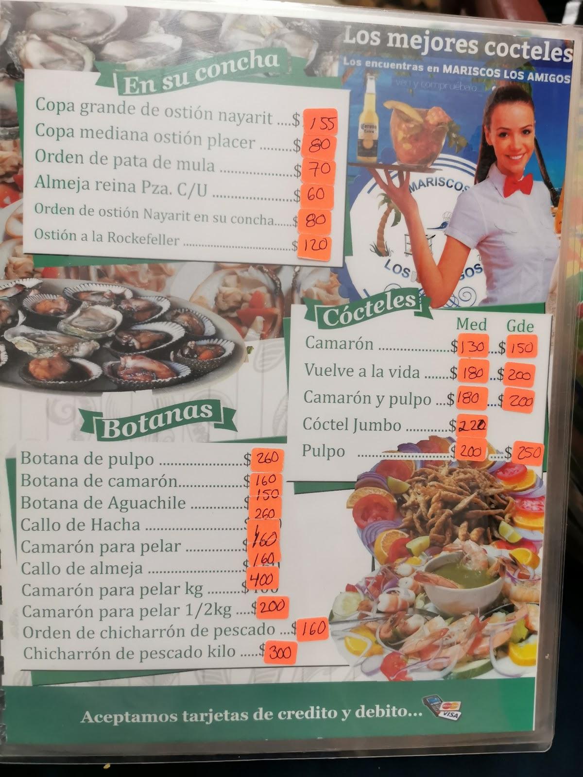 Carta del restaurante Mariscos Los Amigos, Guadalajara, Av. Malecón 695