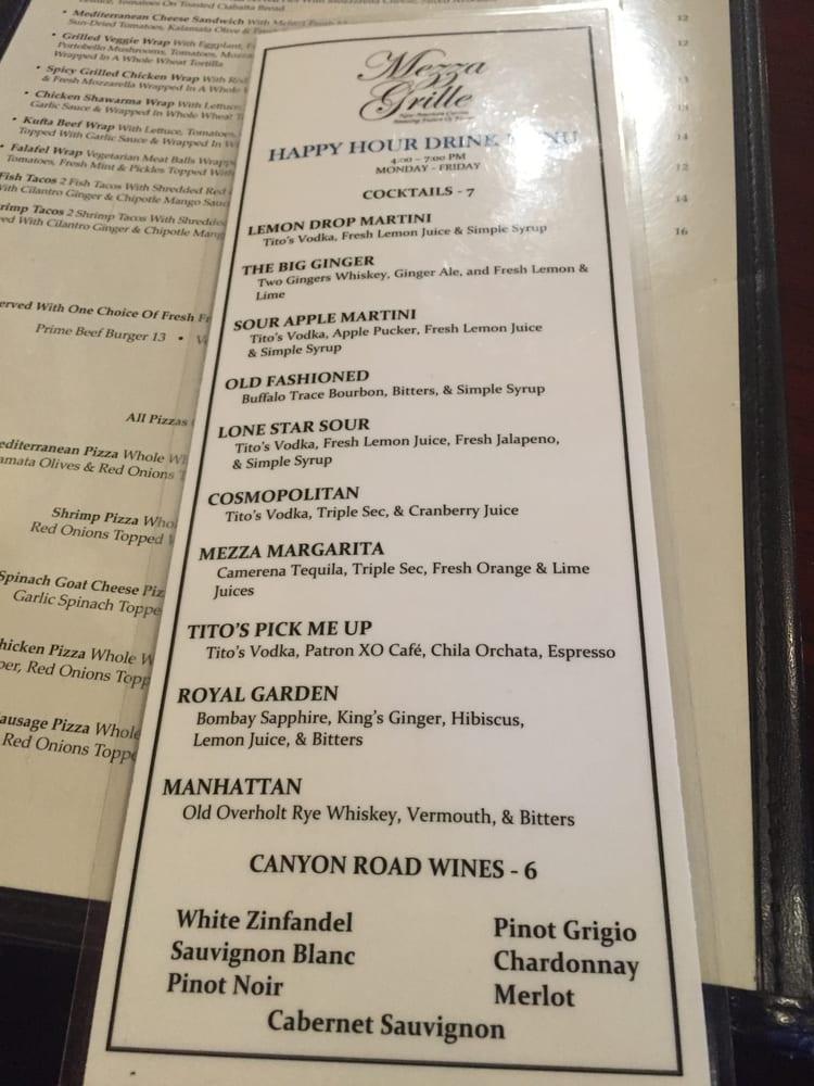 Menu at Mezza Grille restaurant, Houston