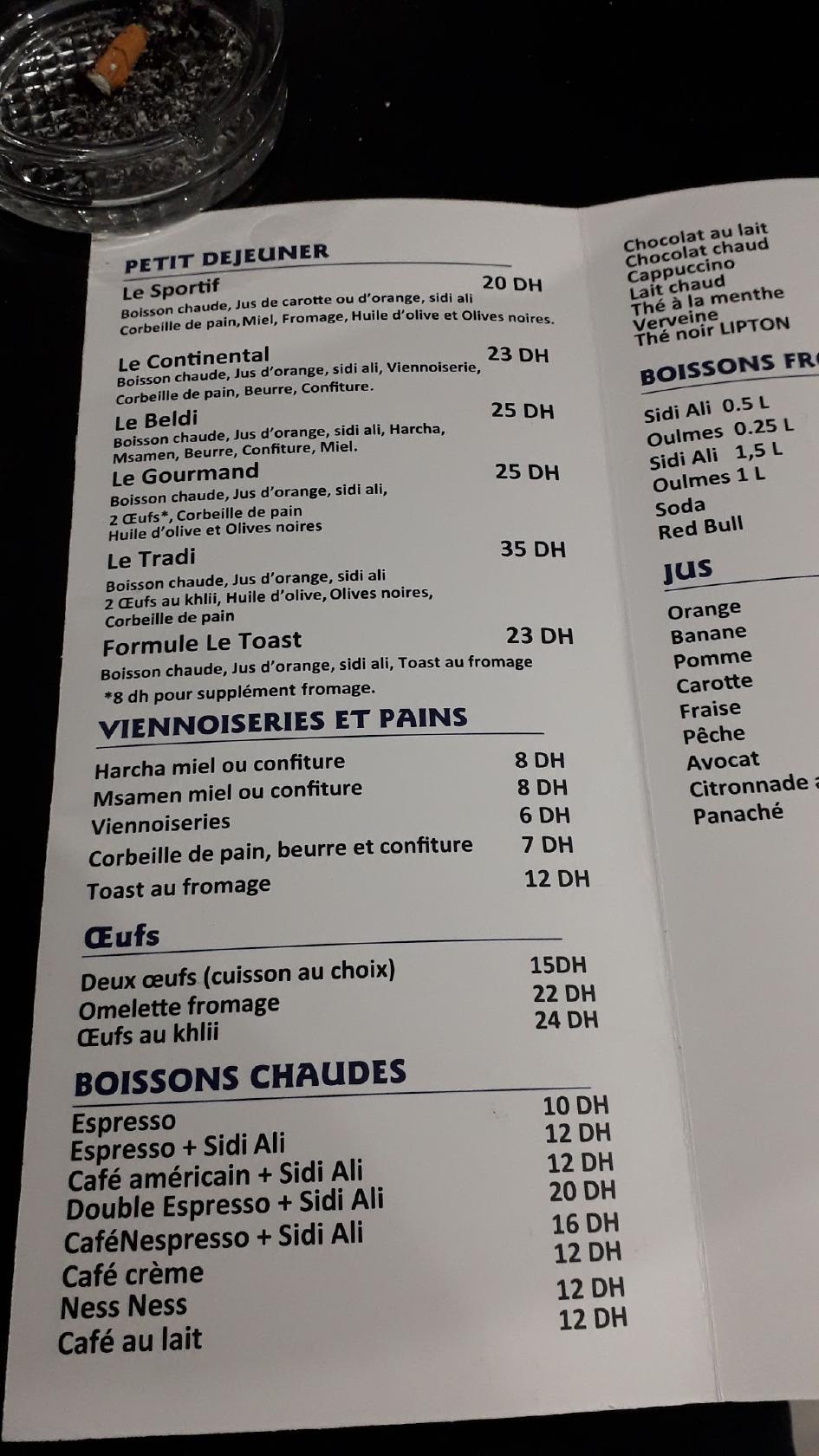 Speisekarte von Snack la marée restaurant, Marokko