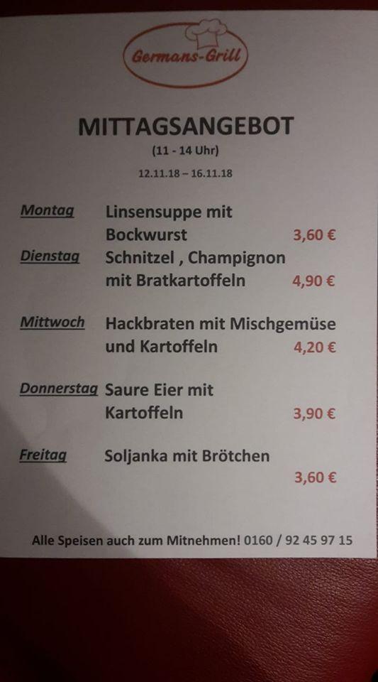 Menu at German Grill, Niedergörsdorf