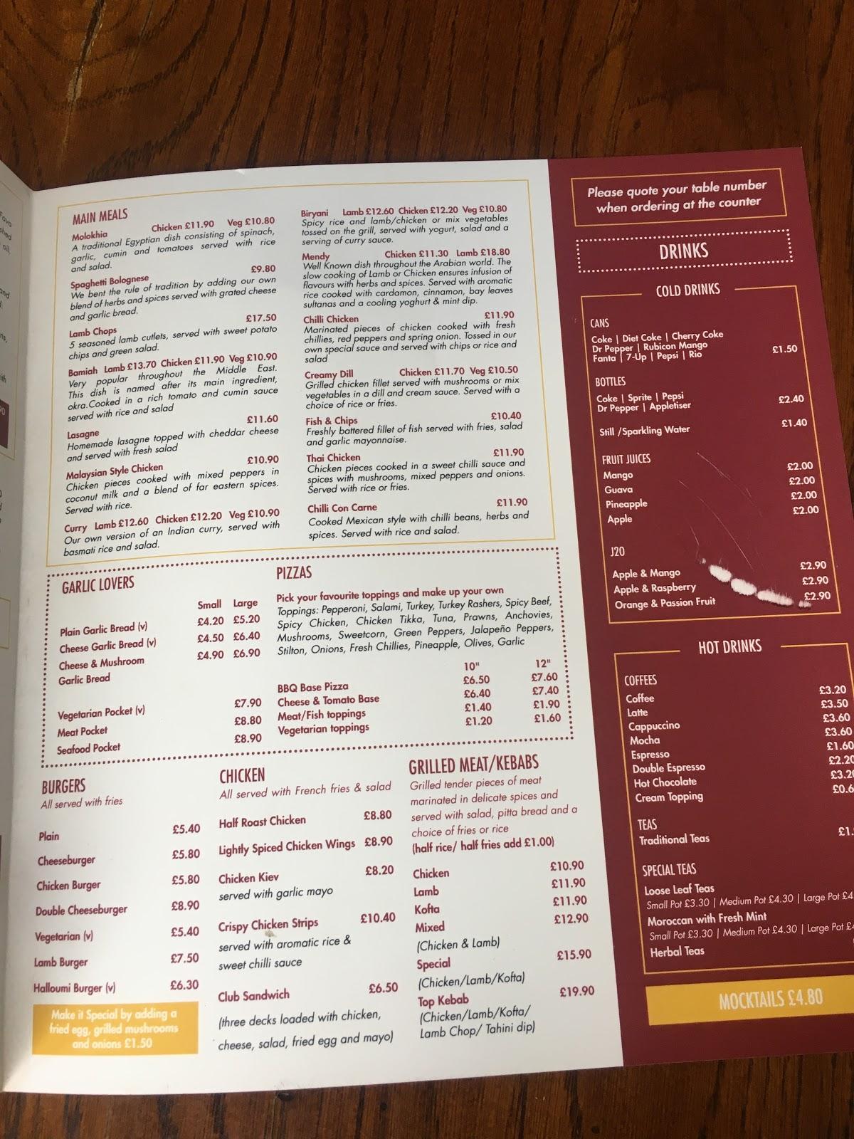 Menu at Kimos Restaurant, Liverpool, 38-44 Mount Pleasant