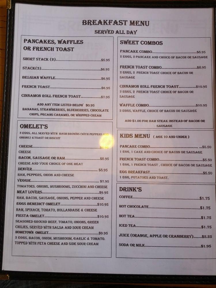 Menu at Our Place Restaurant, Ocean Shores